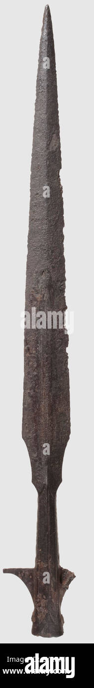 A German or French winged lance with Damascus ornamentation,9th/ 10th ...