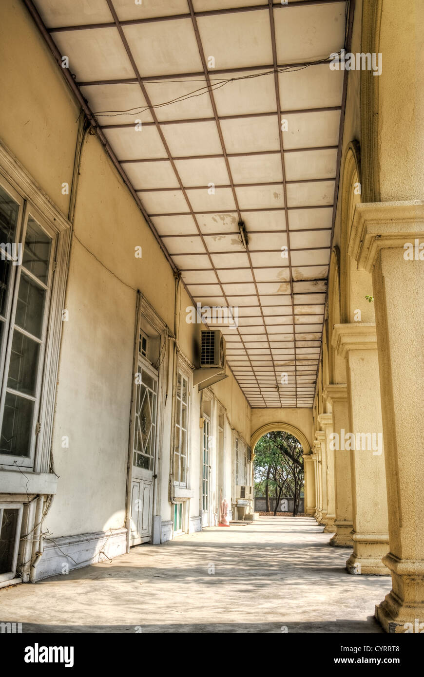 Corridor with sun light and shadow, old house of desolation Stock Photo ...