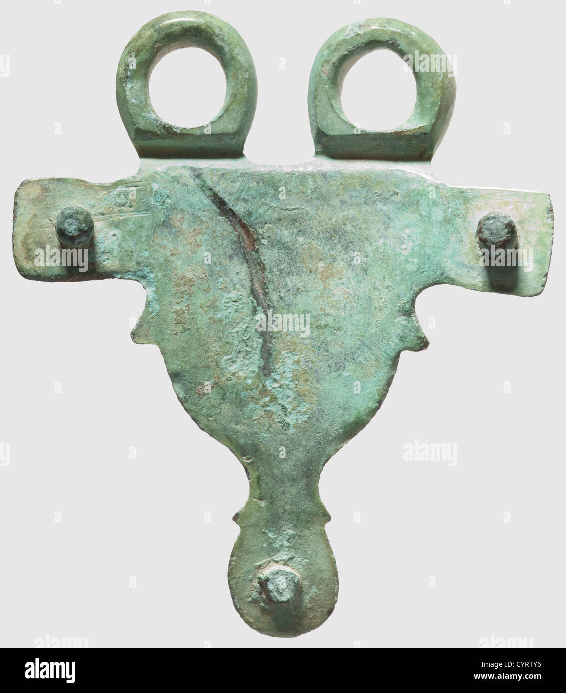 A Celtic bronze fitting, 3rd - 2nd century BC. Massively cast fitting ...