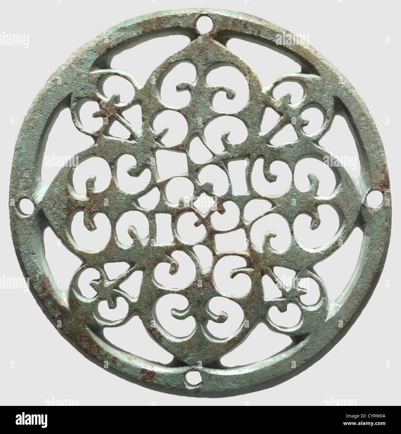 A Roman bronze fitting, 2nd/3rd century AD. Lavishly worked, pierced ...
