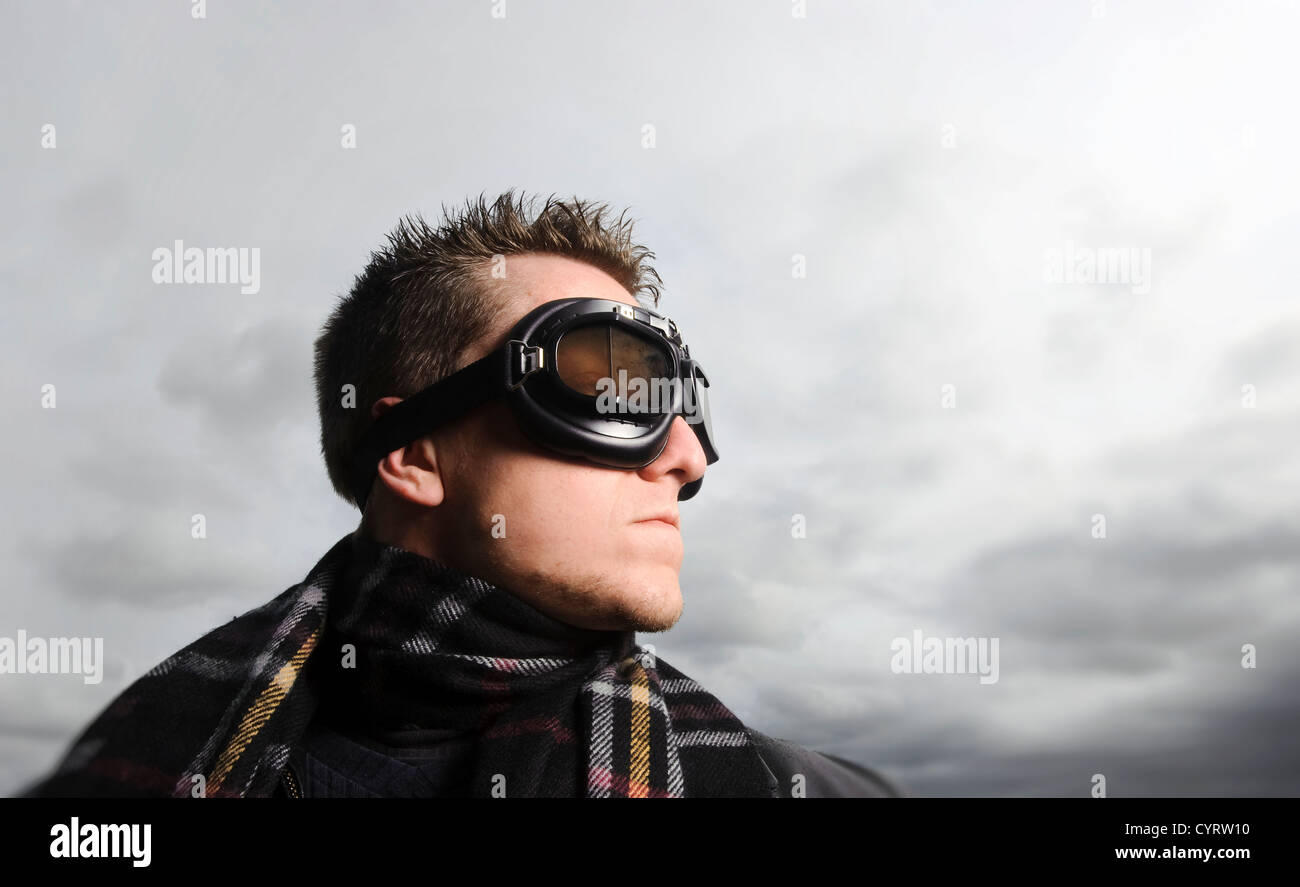 Male model poses as a pilot hi-res stock photography and images - Alamy