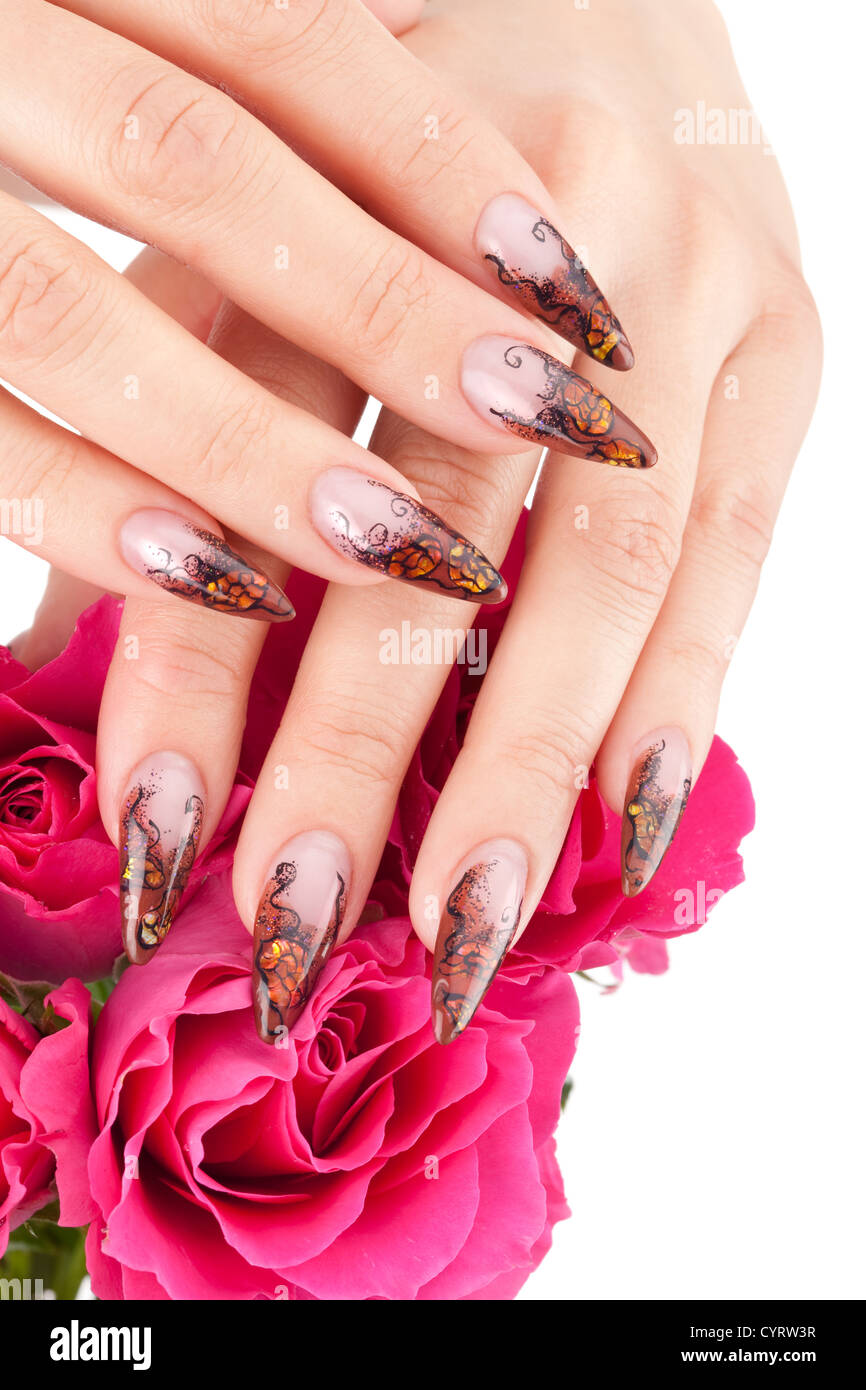 Closeup image of beautiful nails and woman fingers Stock Photo - Alamy