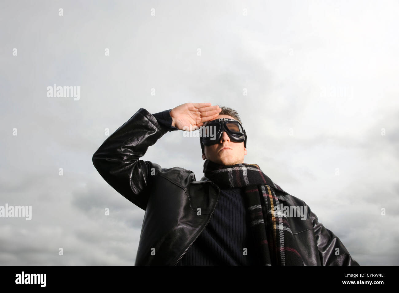 Male model poses as a pilot Stock Photo - Alamy