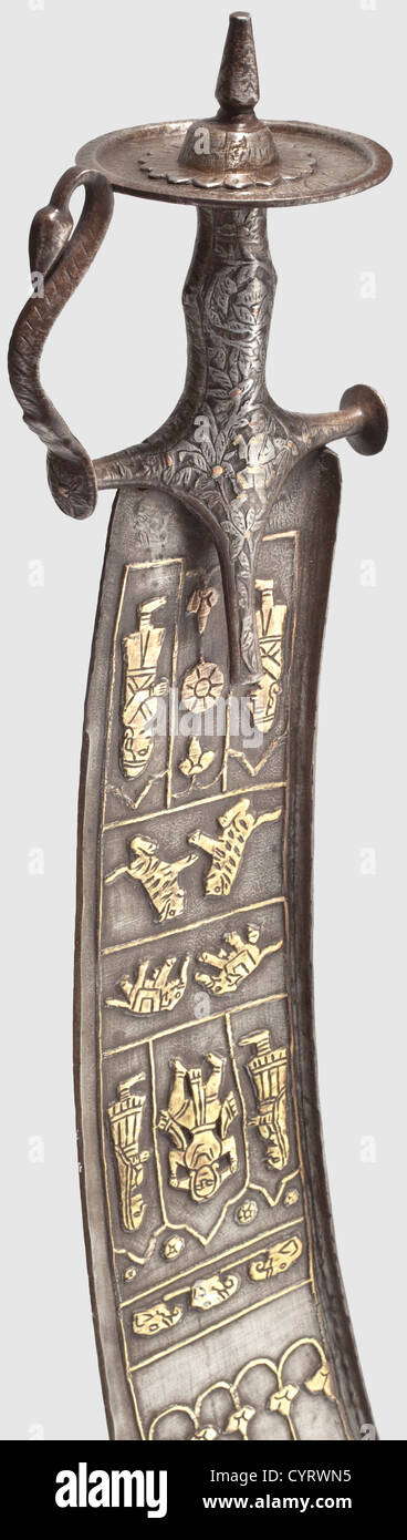 An Indian tegha, 19th century Wide blade with a T-shaped reinforced ...
