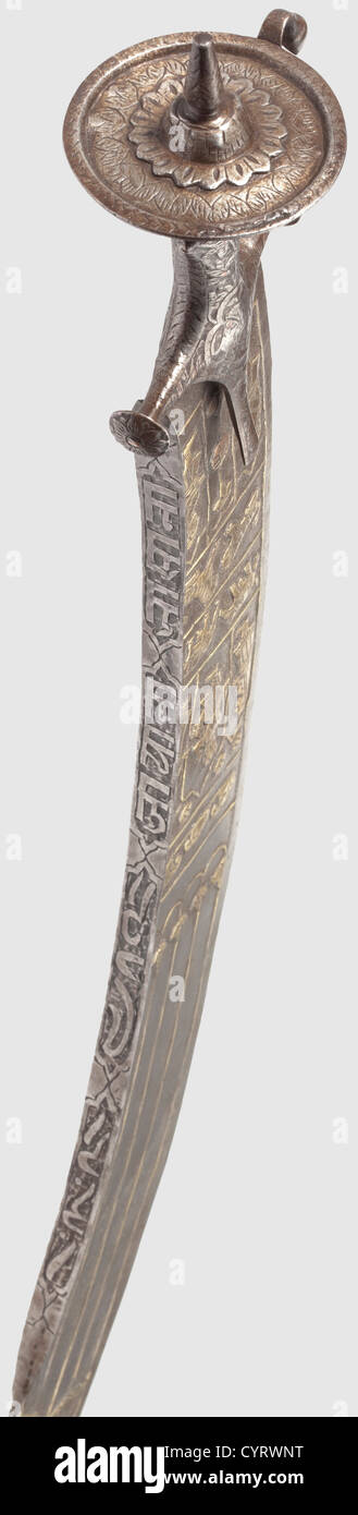 An Indian tegha, 19th century Wide blade with a T-shaped reinforced ...