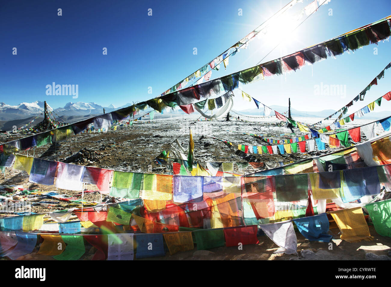 Buddhist prayer flags Stock Photo - Alamy