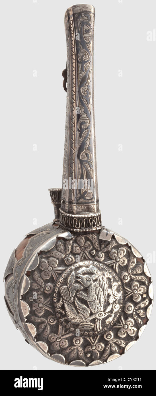 A Caucasian powder flask,1st half of the 19th century Semicircular body ...