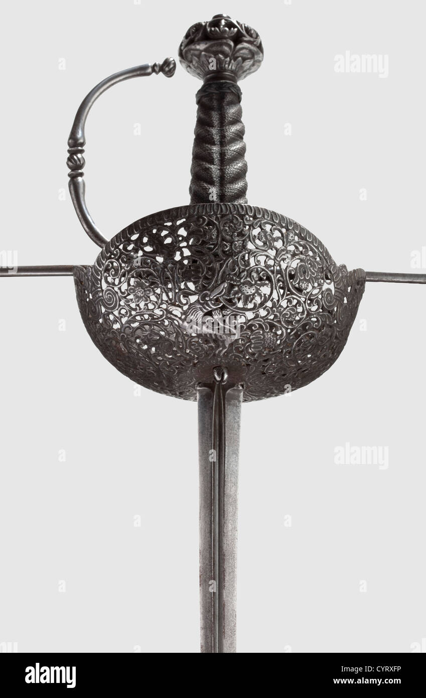 A cup-hilt rapier from Brescia,around 1650 A slender thrusting blade ...