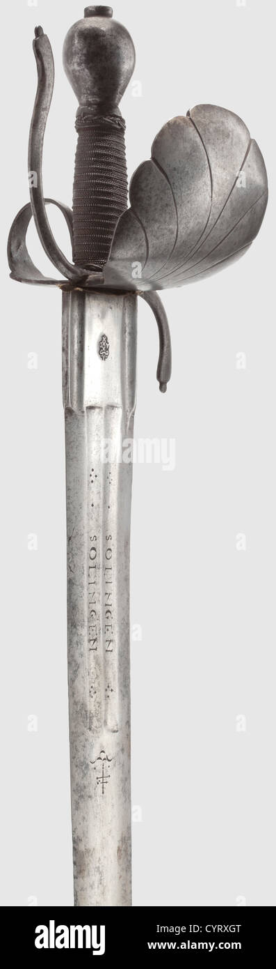 A heavy military sword from Solingen,around 1630 A wide double-edged ...