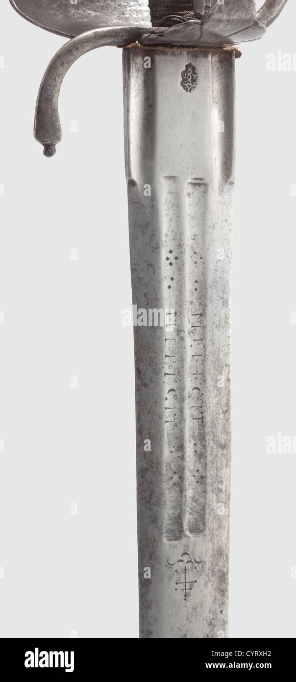 A heavy military sword from Solingen,around 1630 A wide double-edged ...