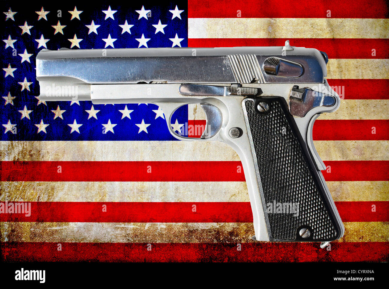 Gun and USA flag Stock Photo - Alamy