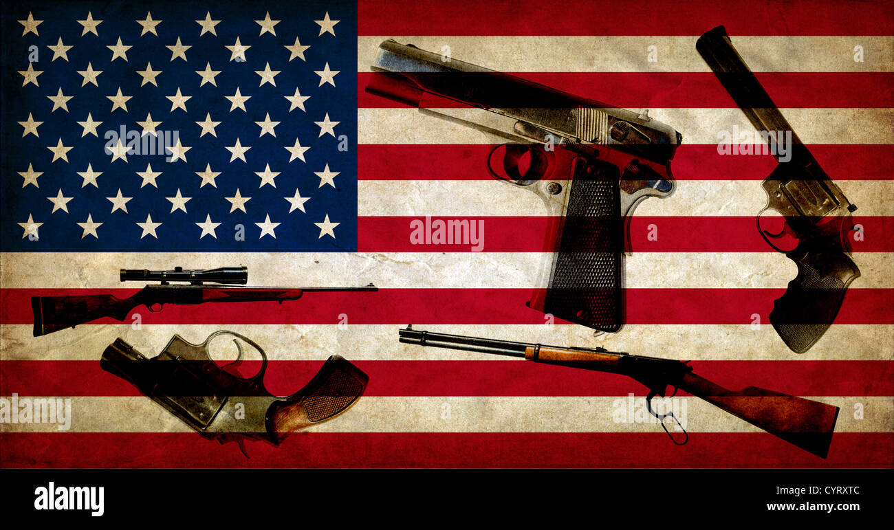 Usa Flag And Guns