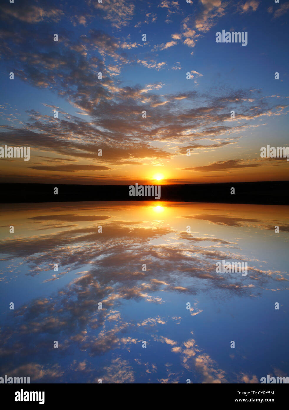 A Very Colorful Mythical Sunset Over Still Water. This Is A Digital ...