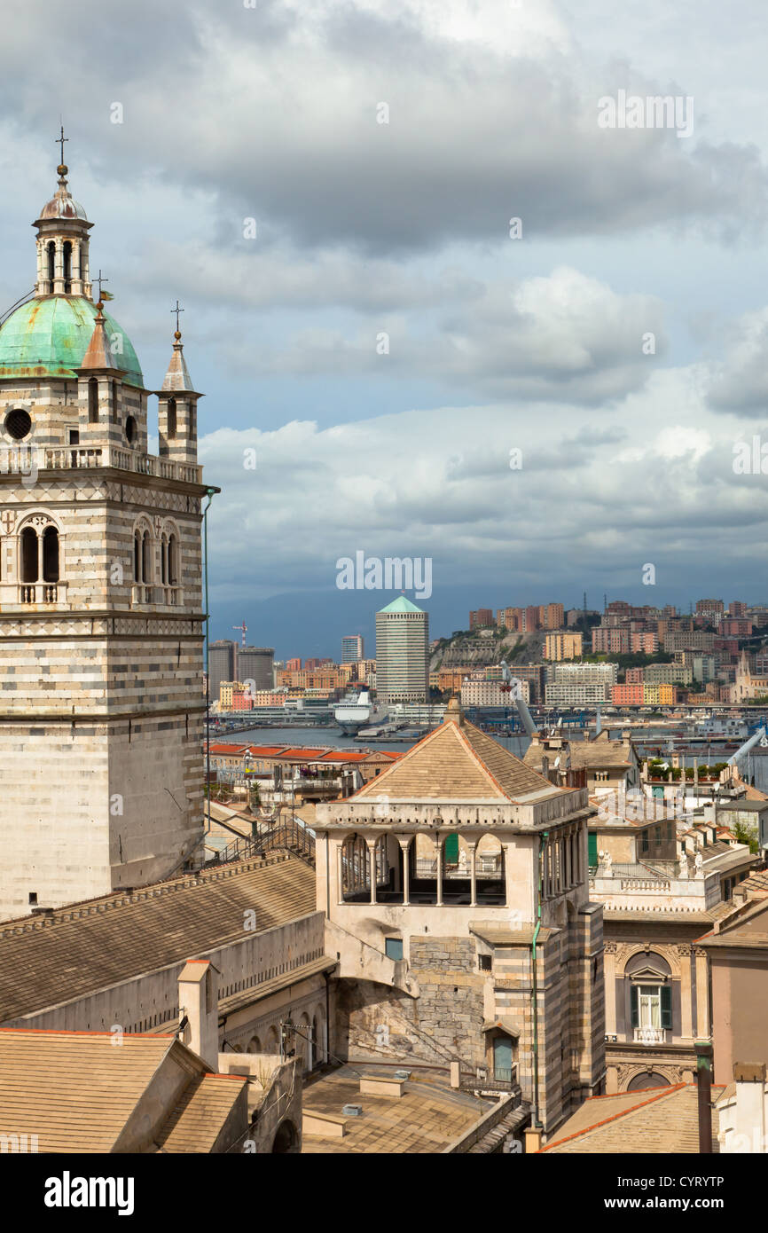 Roofs of the buildings in the city center of Genoa, Italy Stock Photo ...
