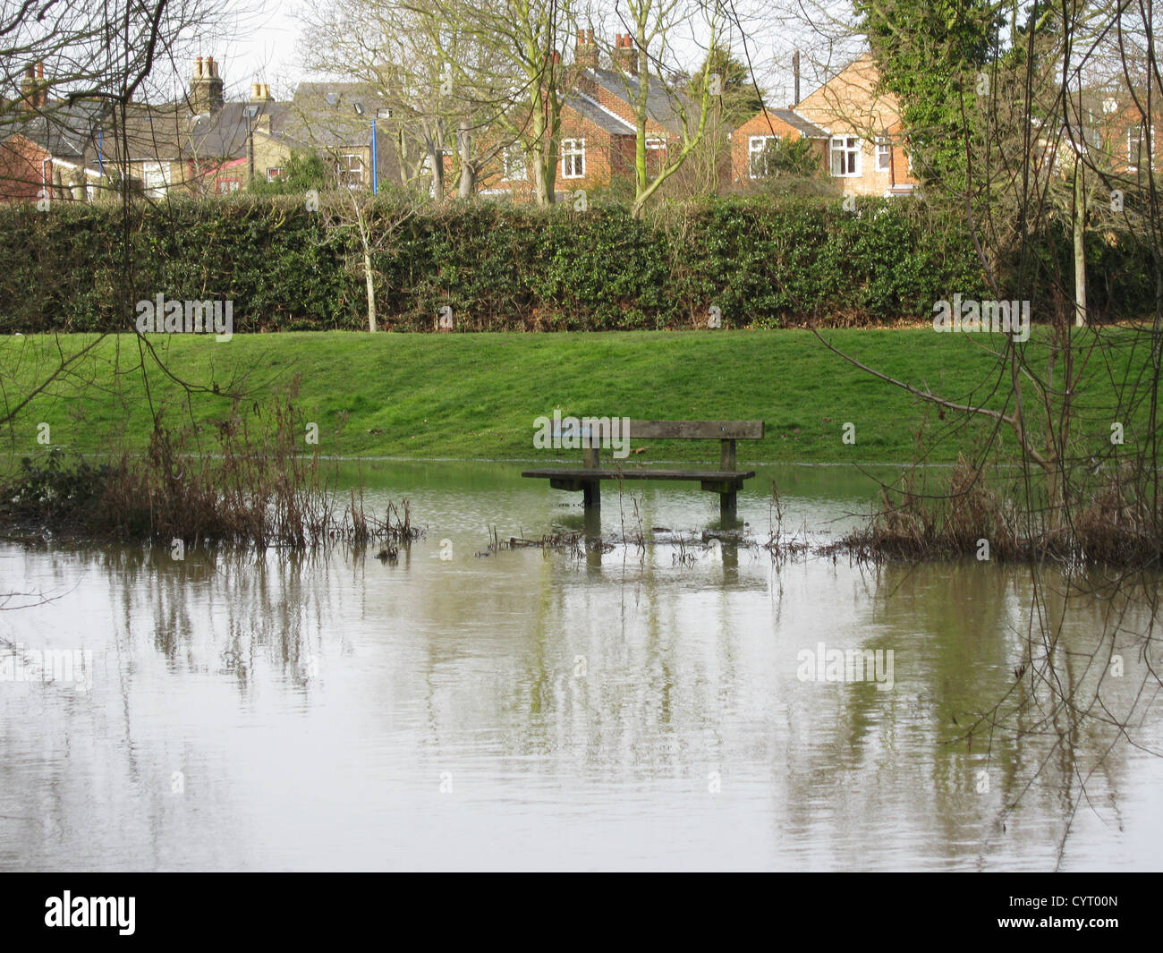 Flooded Riverside Bench Stock Photo - Alamy