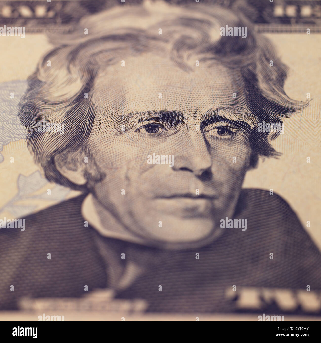 Us Twenty Dollars Banknote Closeup President Andrew Jackson Stock