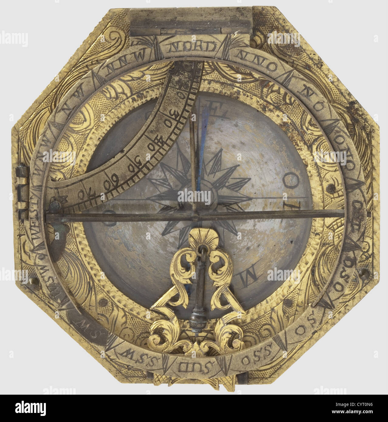 A German equatorial sundial,Augsburg,J.G.Vogler ca.1750/60 Octagonal ...