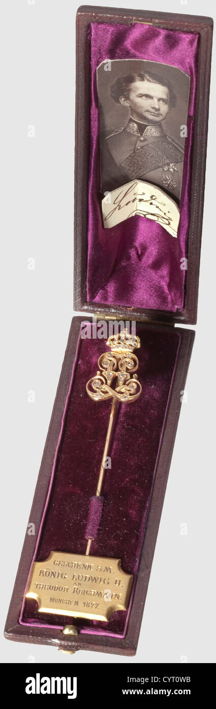 King Ludwig II of Bavaria(1845 - 1886),gift pin to the baritone Theodor ...