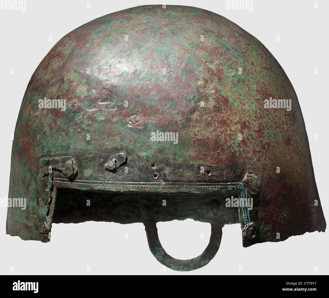 A cooking pot made from an Illyrian bronze helmet,5th/4th century BC ...