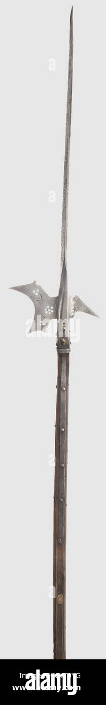A German halberd, circa 1600 Long (quadrangular thrusting spike ...