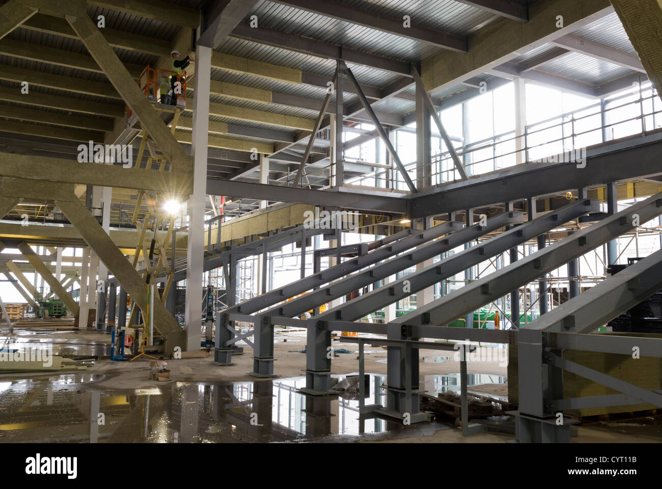 structural steelwork on building site under construction Stock Photo ...