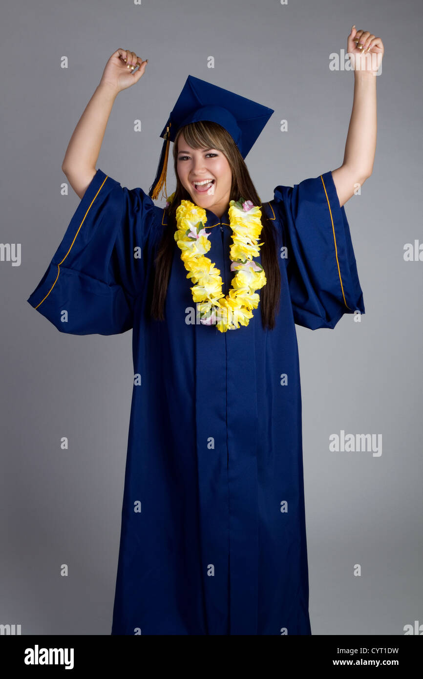 Excited high school graduate girl Stock Photo - Alamy