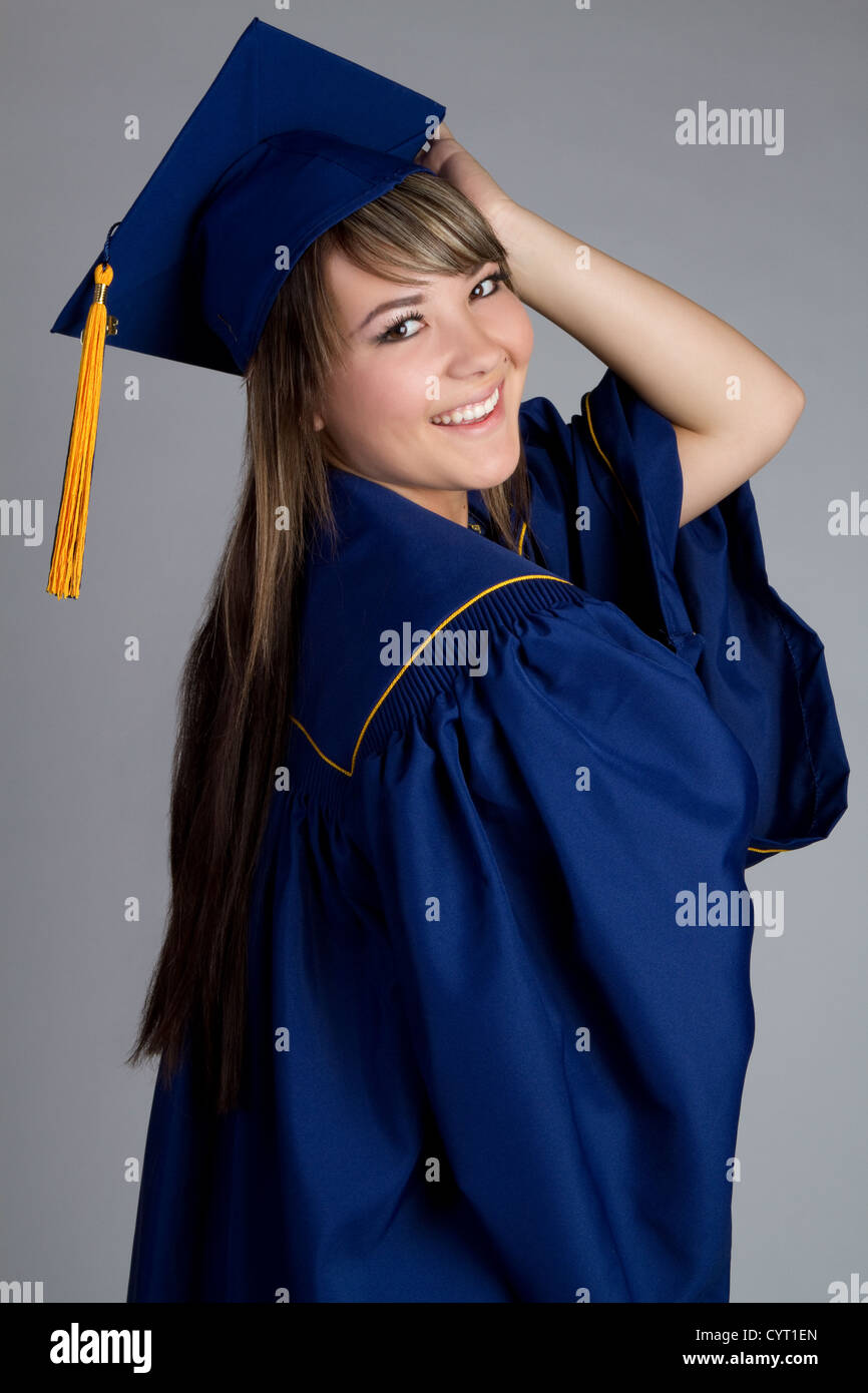 Smiling high school girl graduating Stock Photo - Alamy
