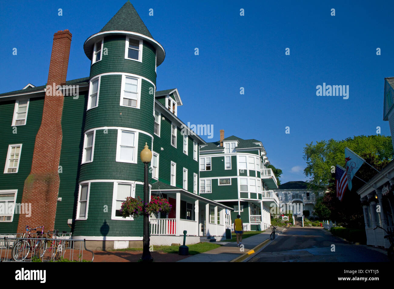Historic building on Mackinac Island located in Lake Huron, Michigan ...