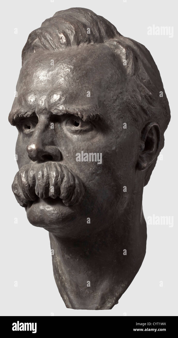 Friedrich Nietzsche (1844 - 1900), a portrait bust by Friedrich Rogge ...
