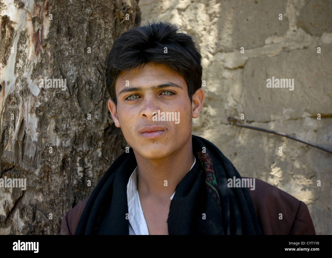 Young Man With Astonishing Light Blue Eyes In Dhamar, Yemen Stock Photo ...