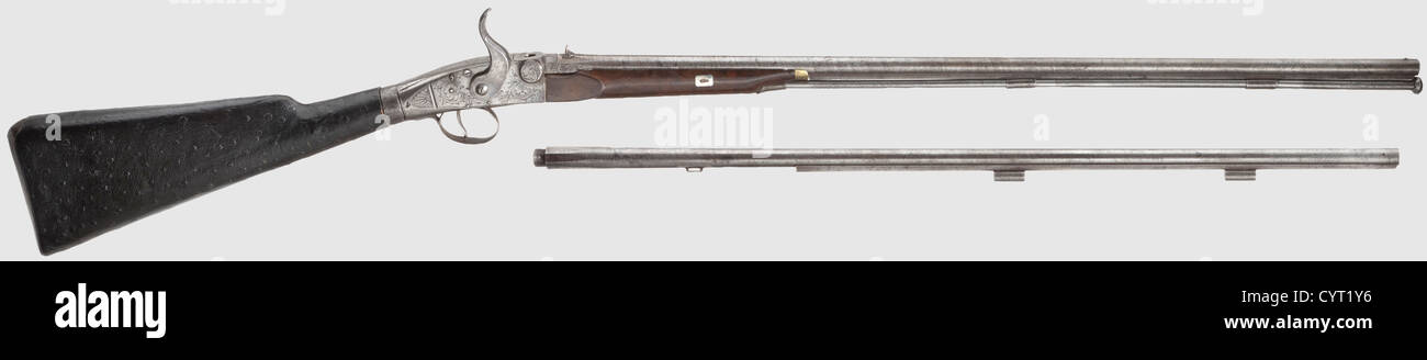 A breechloader wind gun with spare barrel,London,circa 1820.Unscrewable ...
