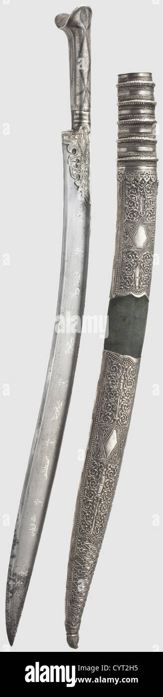 A silver-mounted yataghan,Ottoman,end of the 18th century Typical twist ...