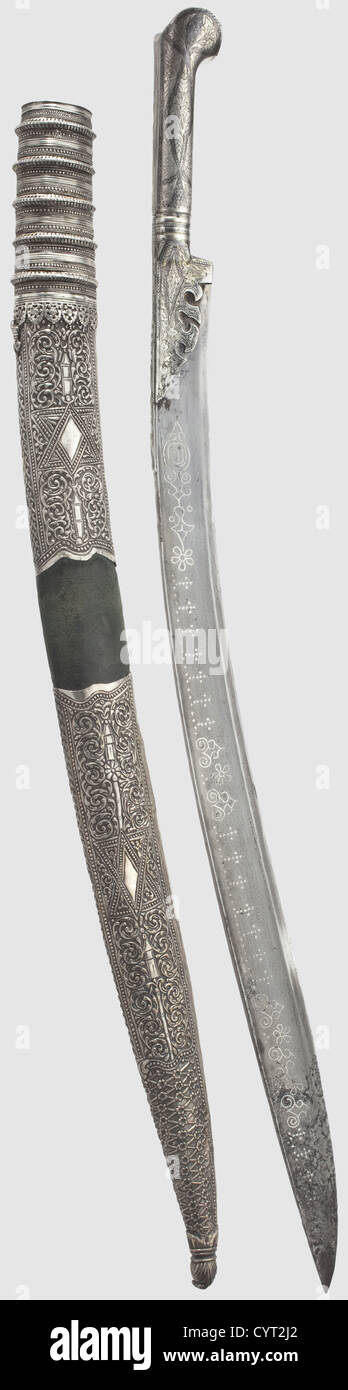 A silver-mounted yataghan,Ottoman,end of the 18th century Typical twist ...