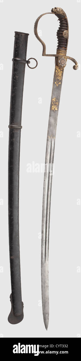 A lion head sabre with damascus blade,belonging to the zu Stolberg ...