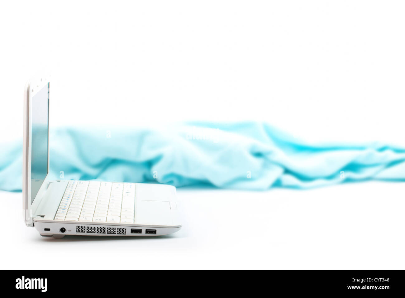 Modern white notebok on white with blue Stock Photo - Alamy