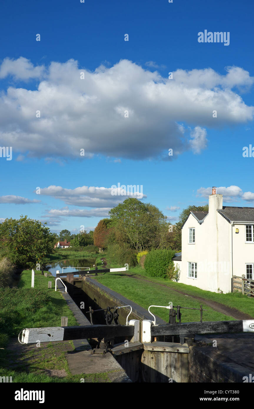 Stoke Pound Locks on the Worcester and Birmingham Canal near Bromsgrove ...