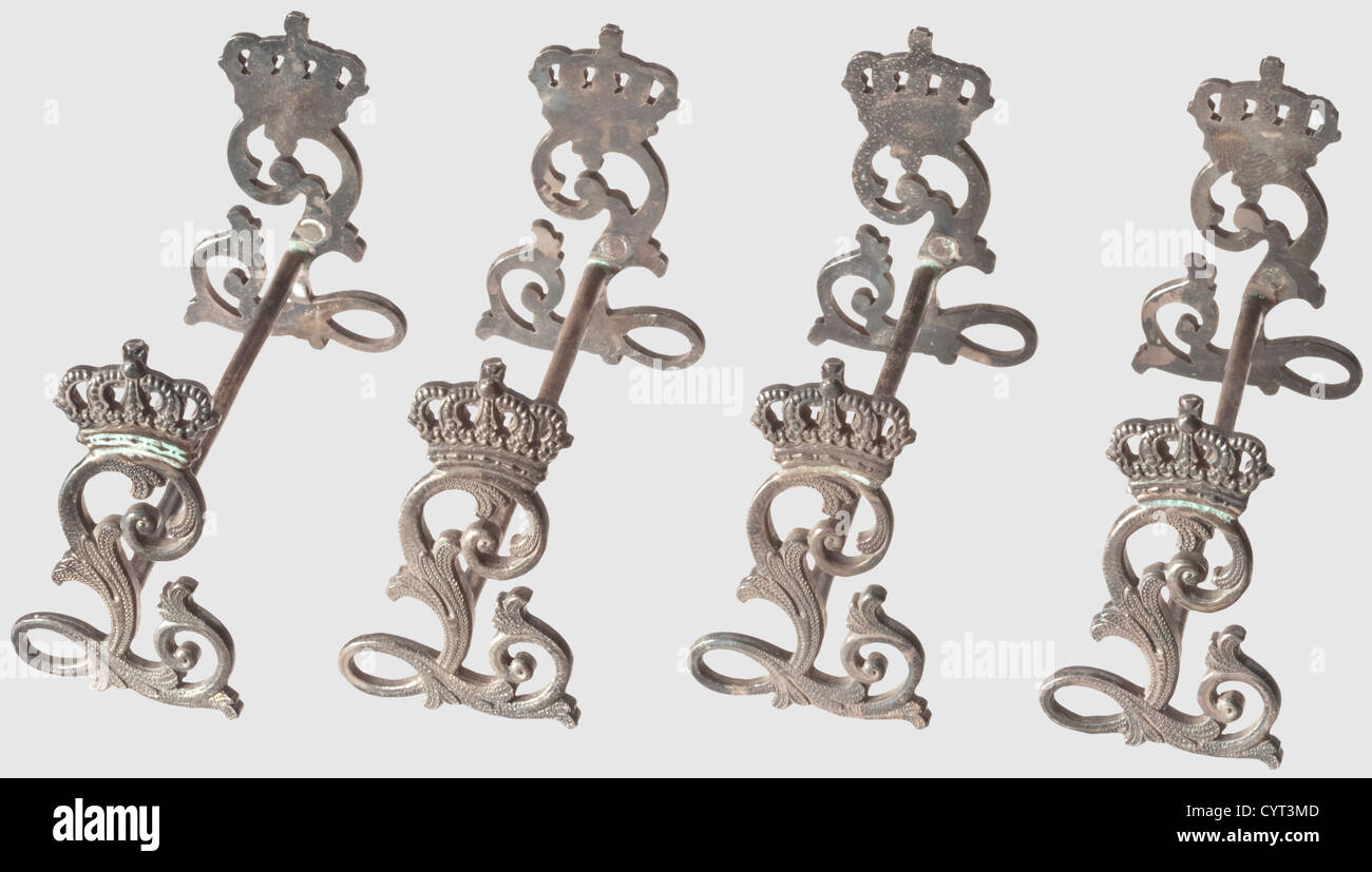 King Ludwig II of Bavaria (1845 - 1886), four little knife rests from ...