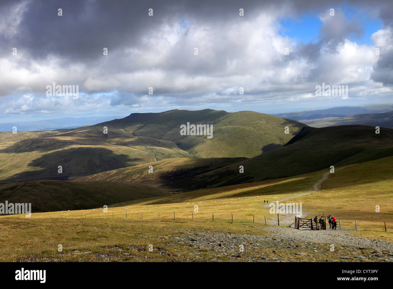 Landscape view over the Skiddaw Forest Fells, Keswick, Lake District ...