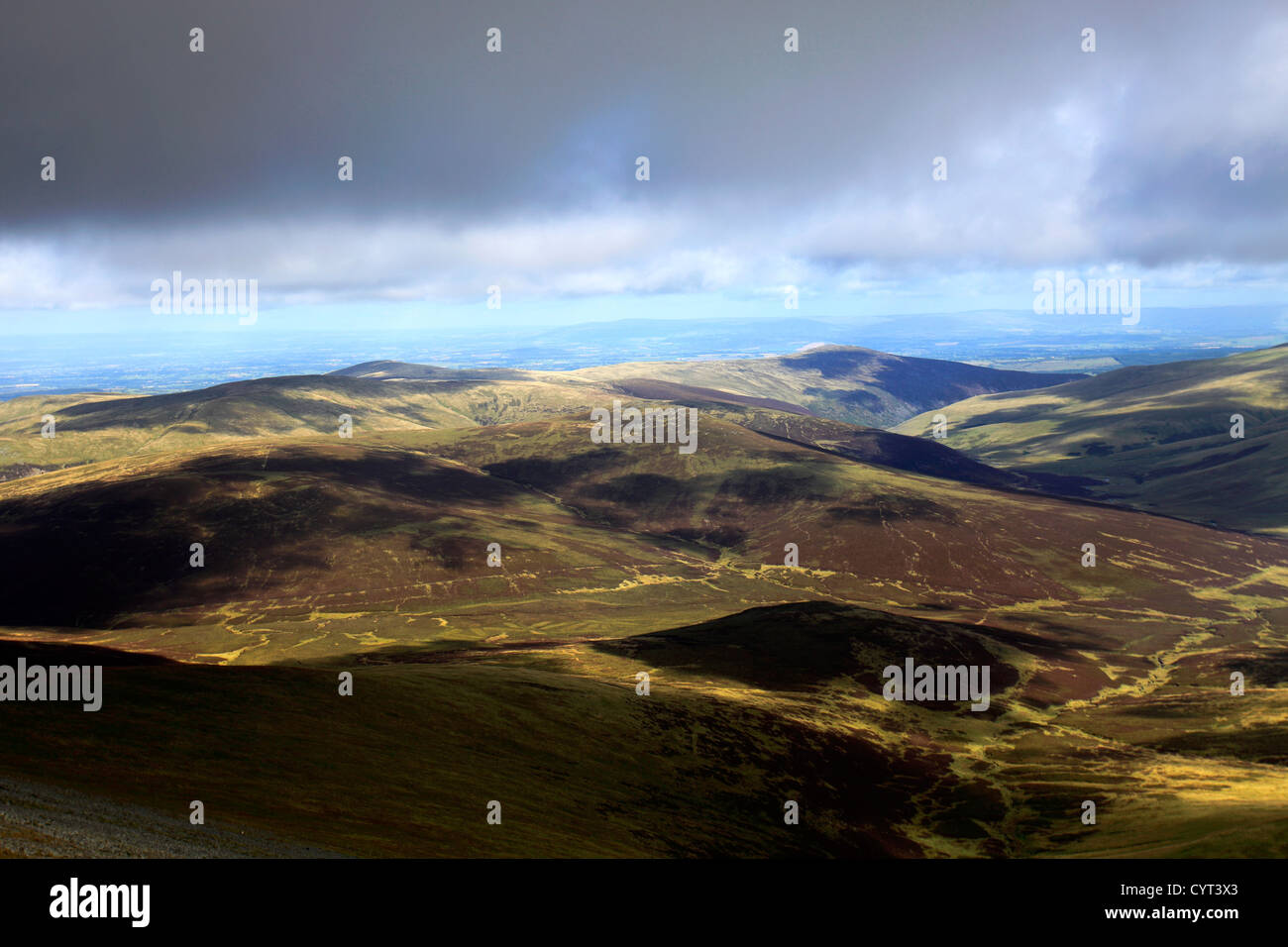 Landscape view over the Skiddaw Forest Fells, Keswick, Lake District ...