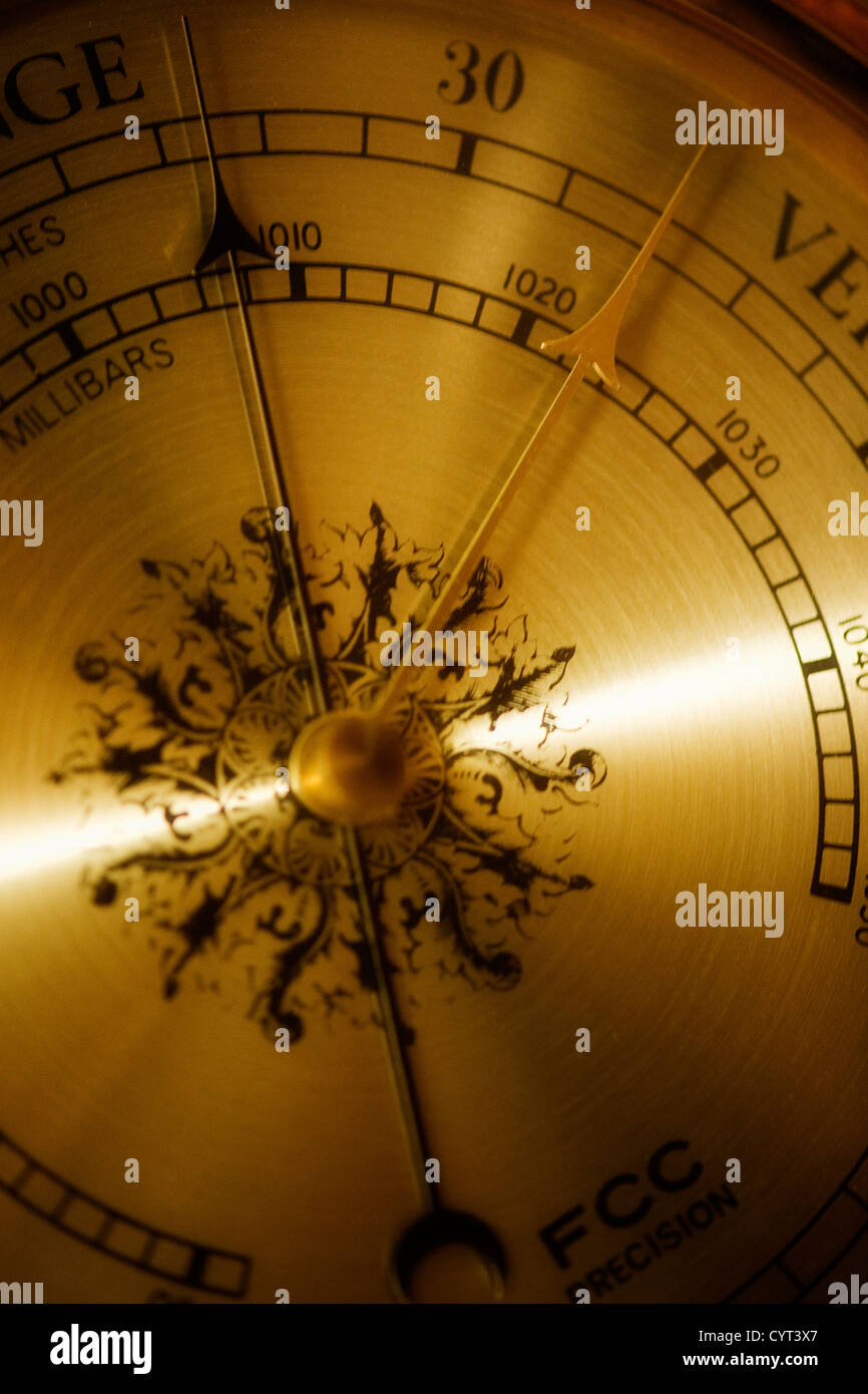 Brass and Wood Barometer Stock Photo - Alamy