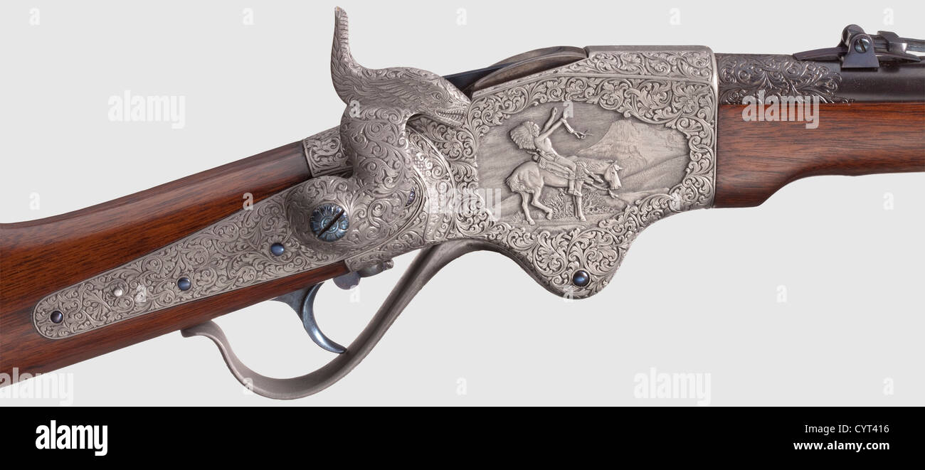 A Spencer carbine M 1865,cal..50,no.7174.Blued barrel with 20"-bore ...