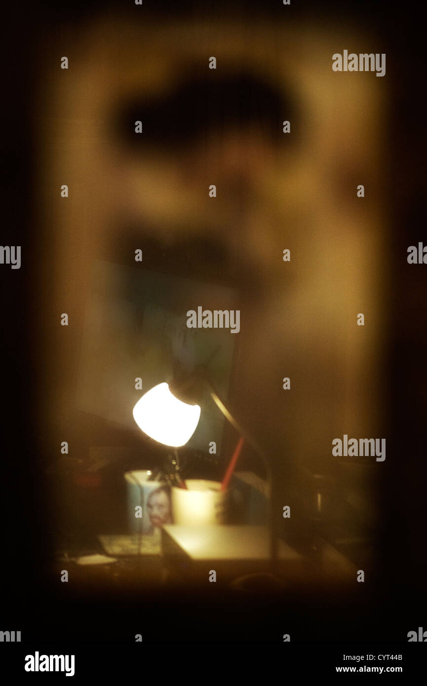 Studying at the Computer Desk at Night Stock Photo - Alamy