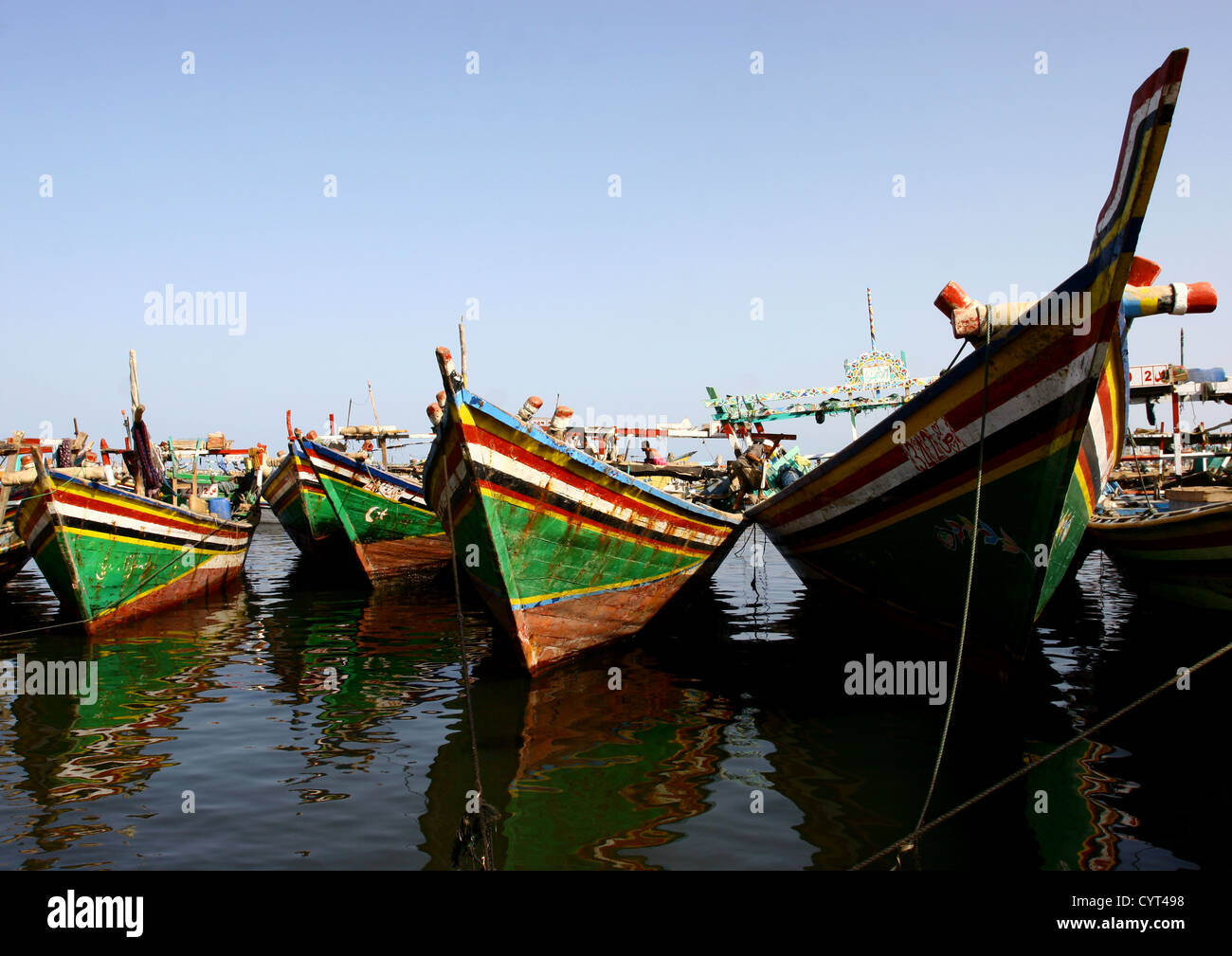 Colourful Dhows In Al Hodeidah, Yemen Stock Photo - Alamy