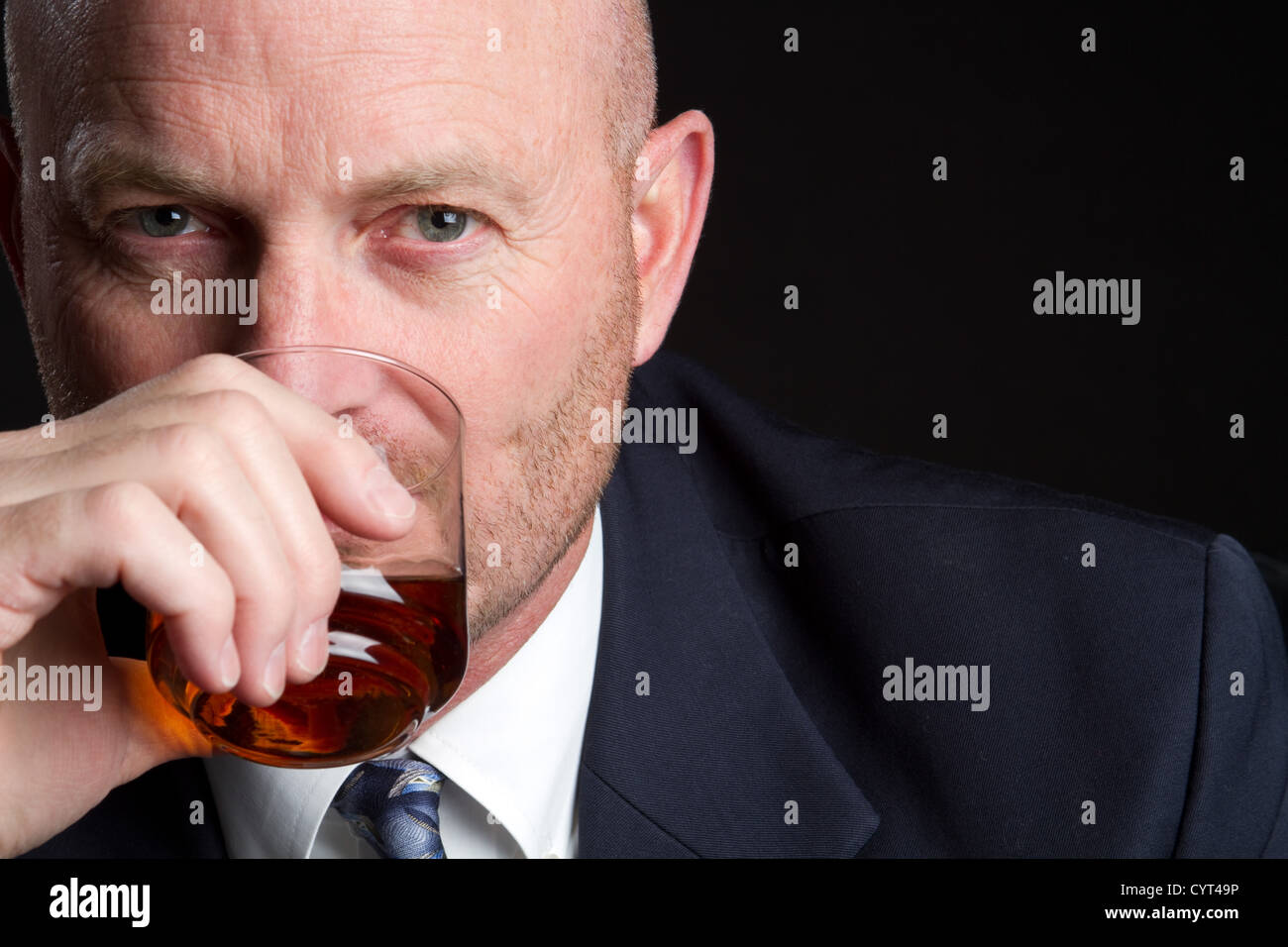 Close up bald man drinking alcohol hi-res stock photography and images ...