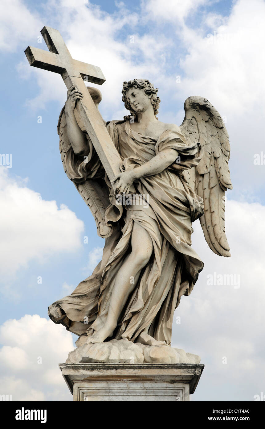Angel with a Cross by Ercole Ferrata, Ponte Sant'Angelo - Rome, Italy ...
