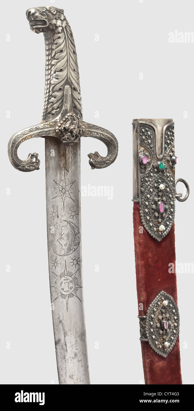 A Hungarian silver-mounted magnateïs sabre,set with gems,middle of the ...