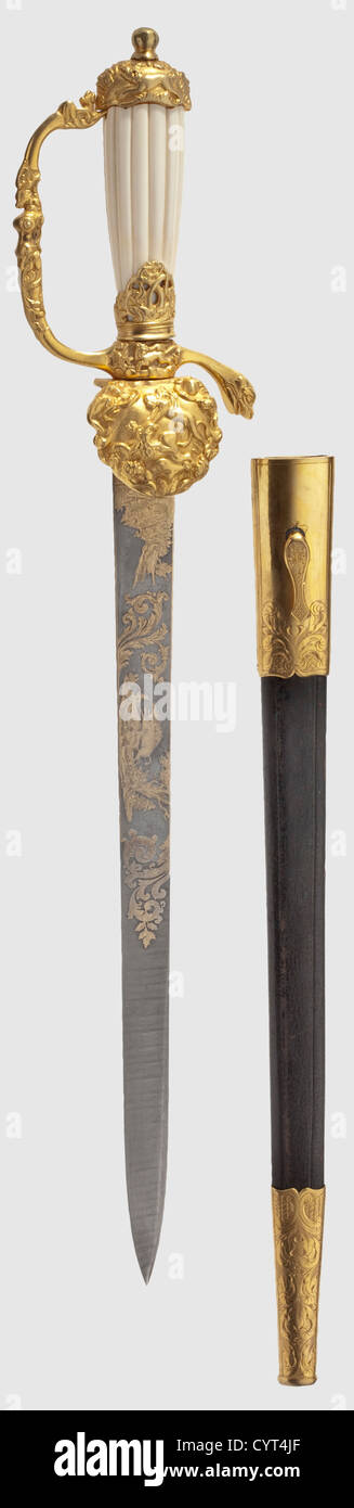 A German ceremonial hunting hanger,around 1800 Single-edged blade of ...