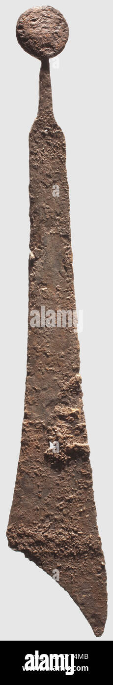 A Central European falchion,circa 1300 A forged iron single-edged blade ...