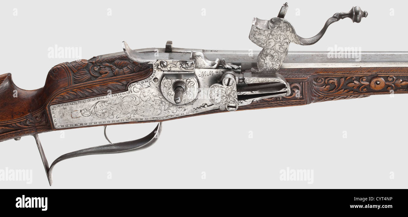 Wheellock rifle,Suhl,first half 17th century,converted from matchlock ...