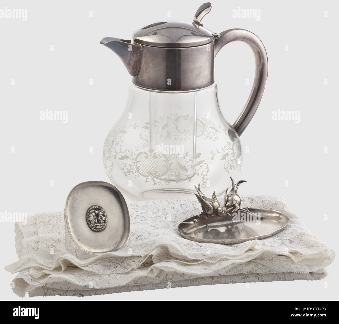 Eva Braun(1912 - 1945),small silver bowls,glass jug and tablecloth A ...